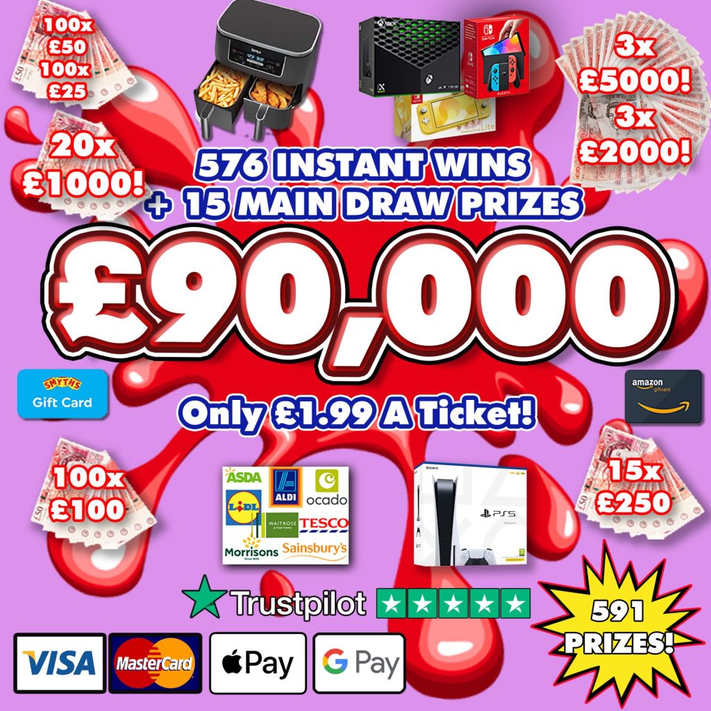 £90,000 MEGA INSTANT WIN COMP WITH 576 INSTANT WINS! – JAMMY – The ...