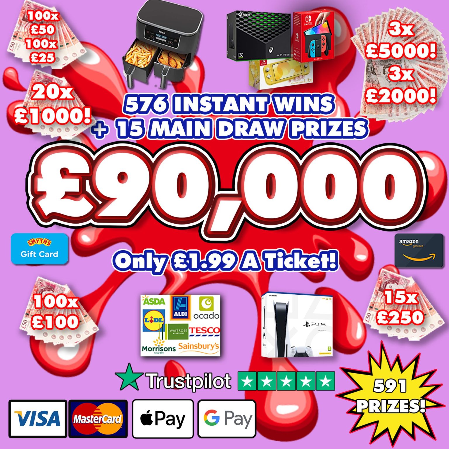 £90,000 MEGA INSTANT WIN COMP WITH 576 INSTANT WINS! – JAMMY – The ...