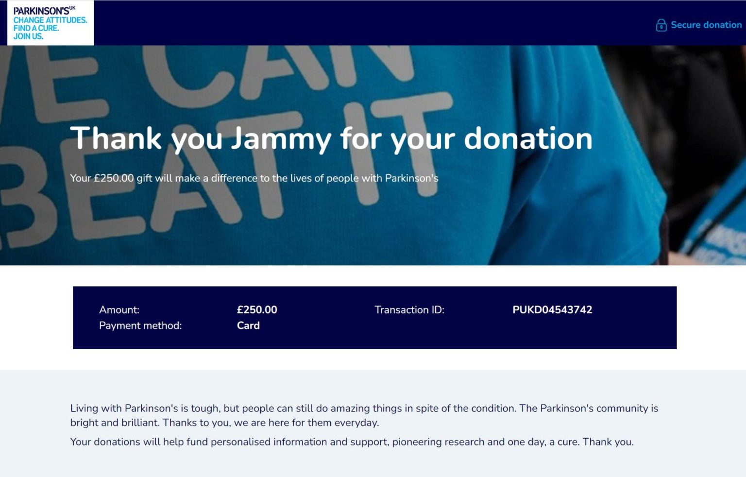 Parkinsons UK – 28/3/23 – JAMMY – The Original Prize Competition Site